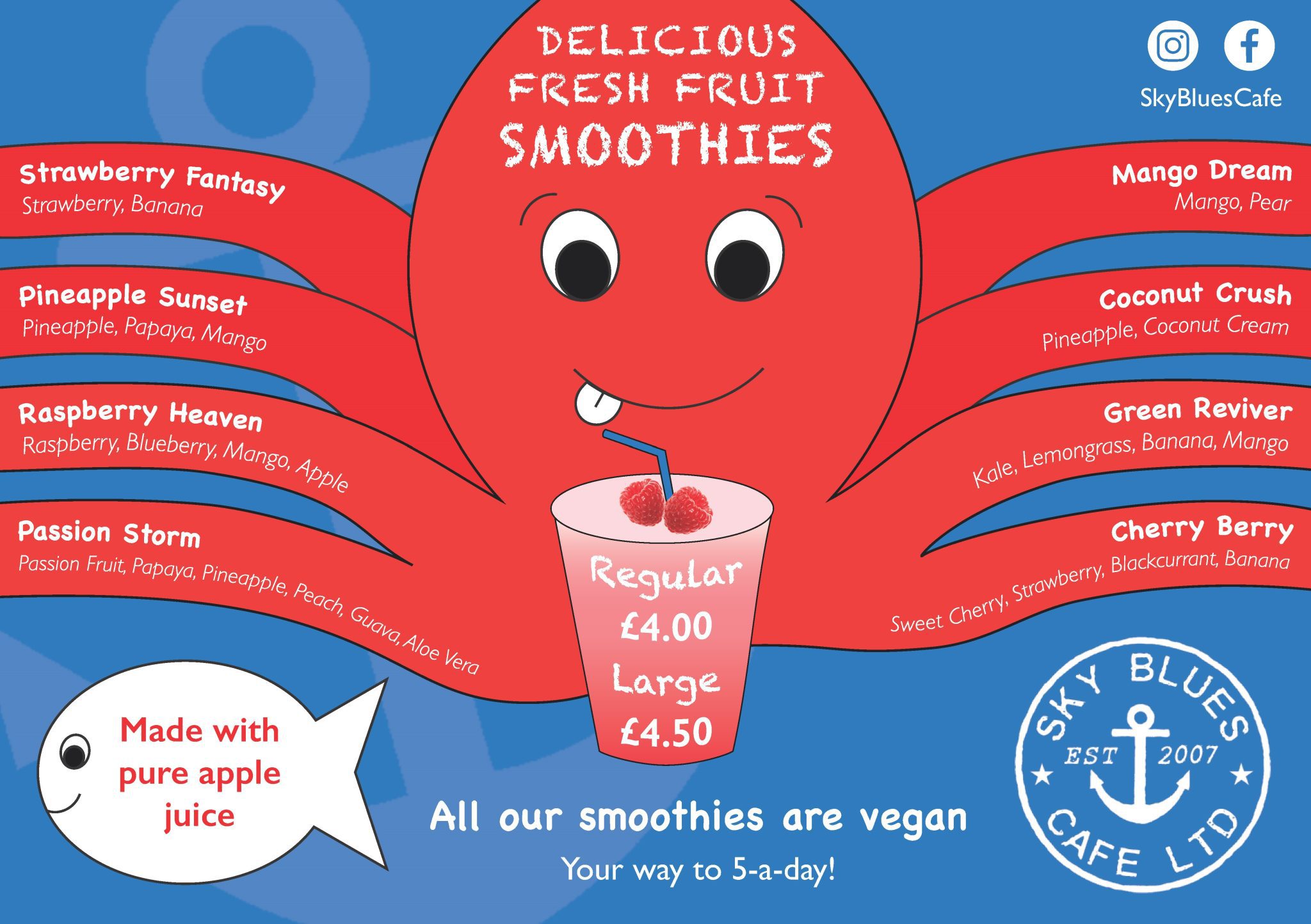 Smoothies Menu - Sky Blues Cafe Ltd